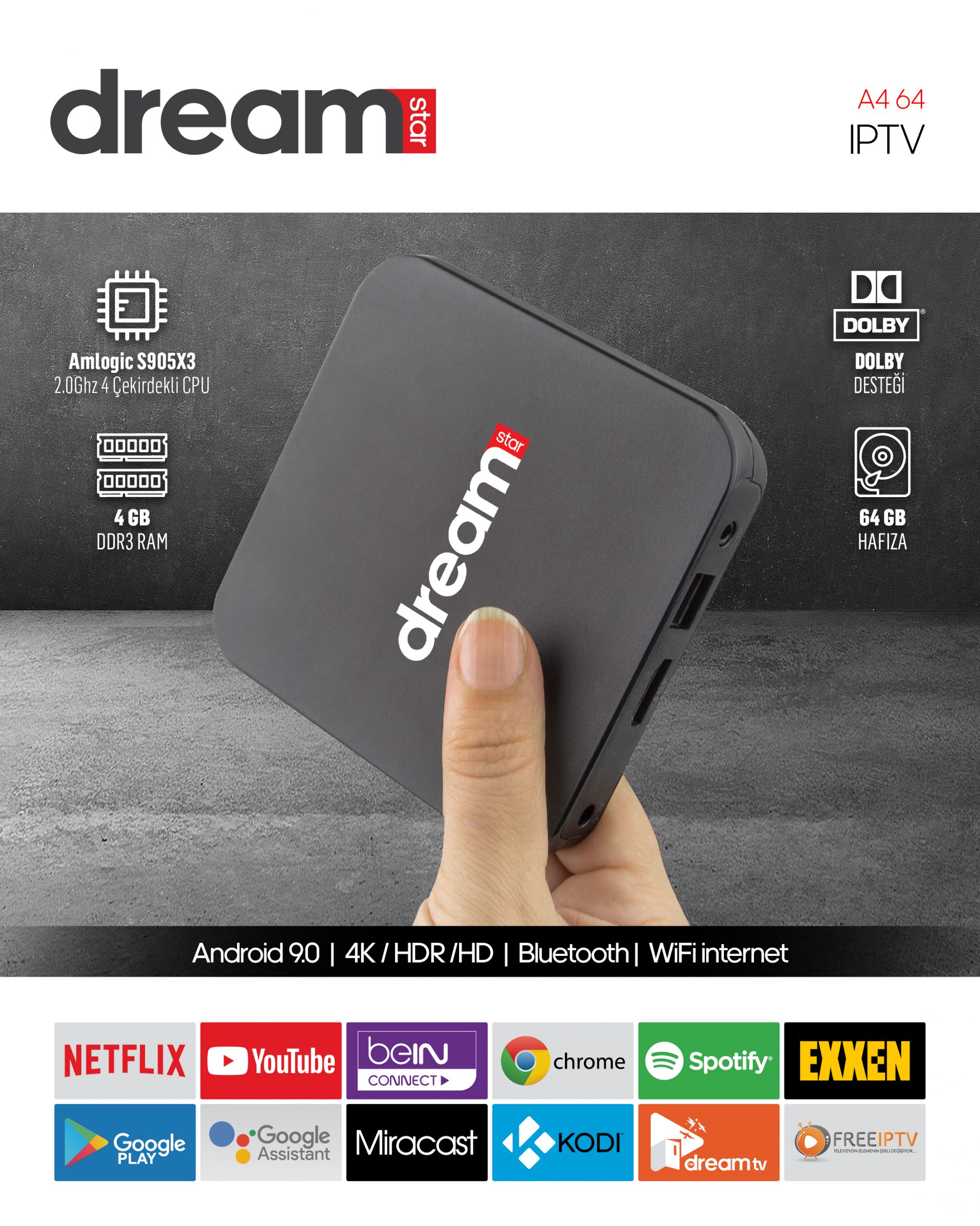 Dreamstar A4 64 GB Ultra HD Android TV Box – Toptan Elektronik